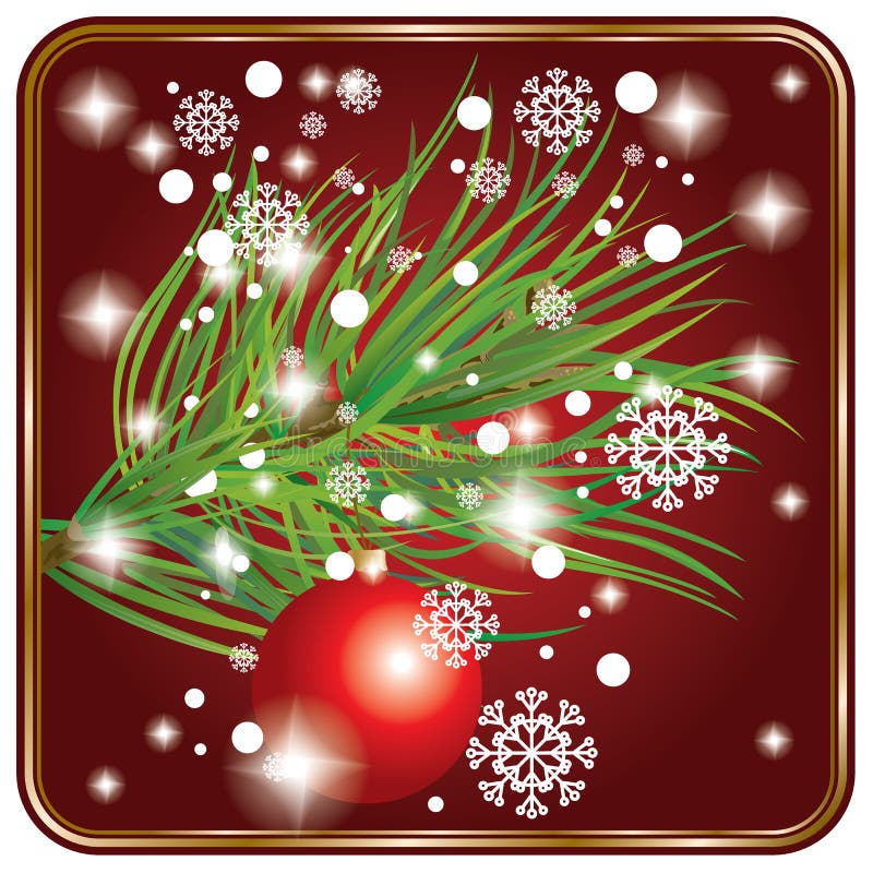 Christmas Card with Ball and Fur-tree Stock Vector - Illustration of ...