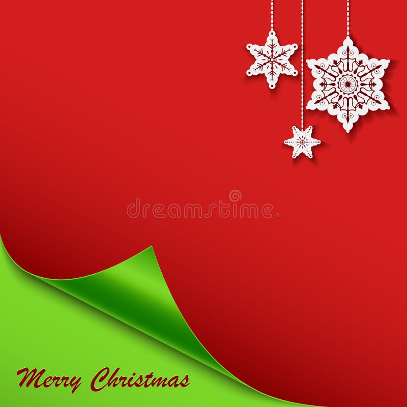 Christmas Card with the Bent Corner and Stars Stock Illustration ...