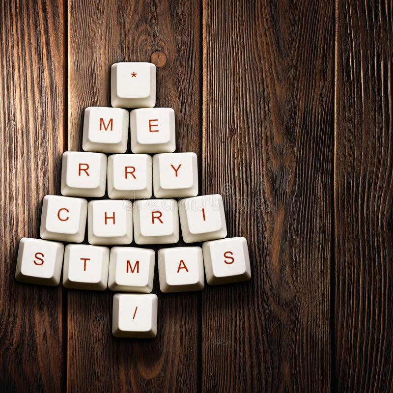 Christmas Card - Christmas Tree Made of Computer Keys Stock Photo ...