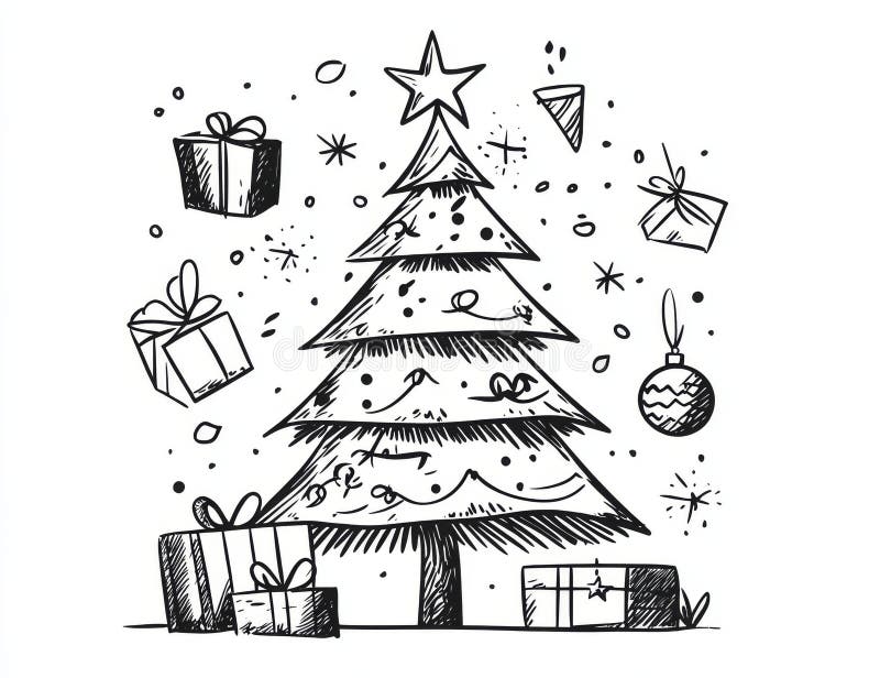Christmas Tree Coloring Card Template Stock Photos - Free & Royalty ...