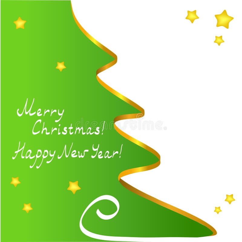 Christmas Card with a Contour Tree Stock Vector - Illustration of ...