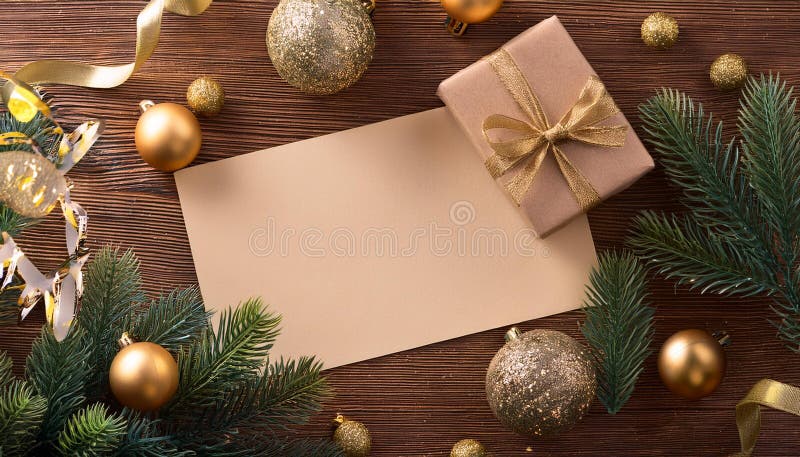 Christmas Card with Decorations Stock Illustration - Illustration of ...