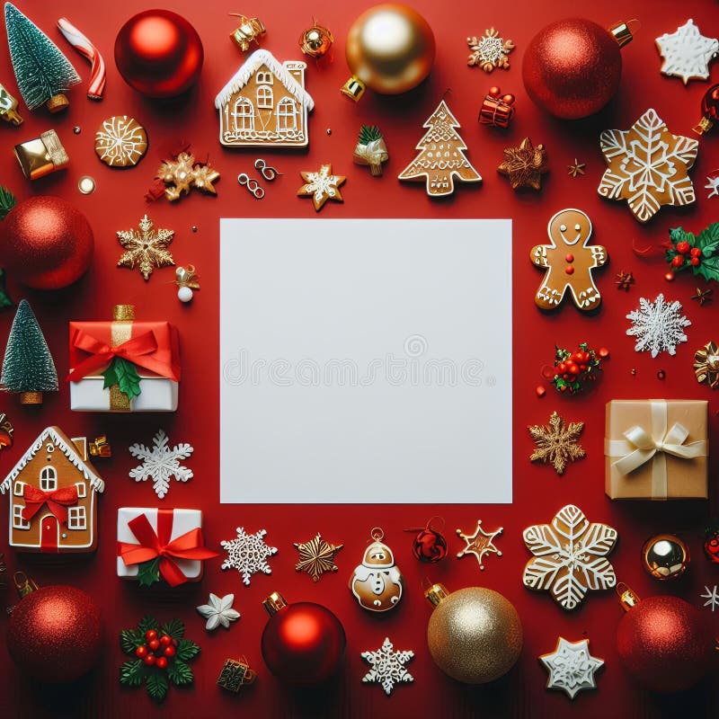 Christmas Card with Christmas Decorations and Place for Text Stock ...