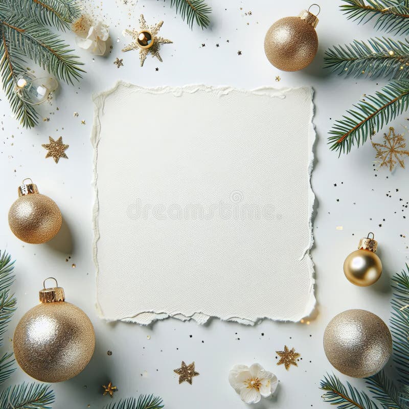 Christmas Card with Christmas Decorations and Place for Text Stock ...
