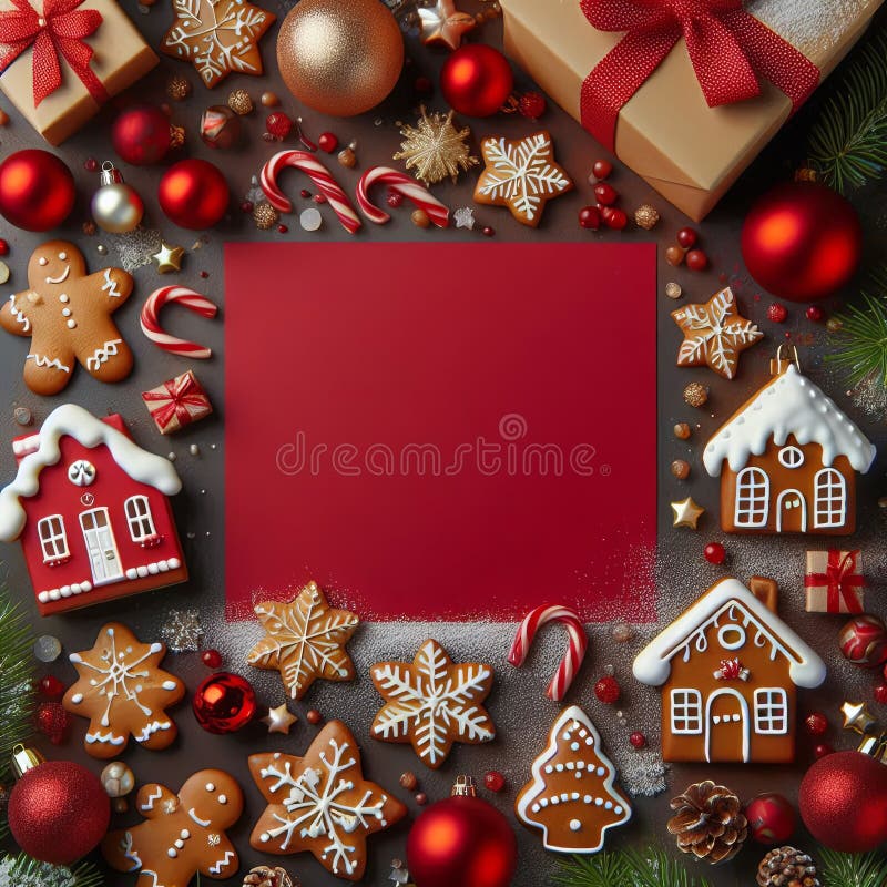 Christmas Card with Christmas Decorations and Place for Text Stock ...