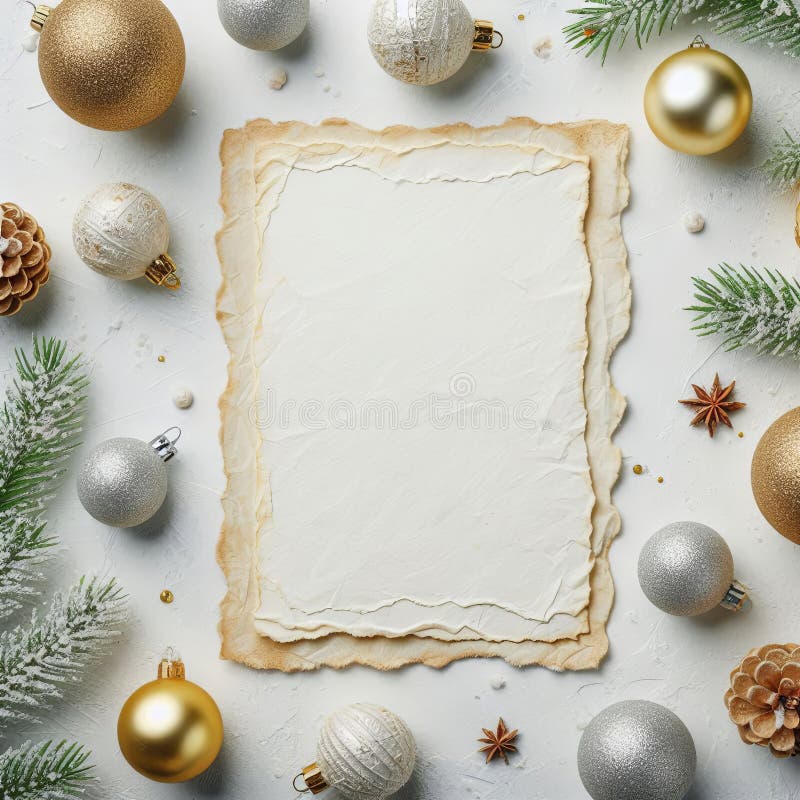 Christmas Card with Christmas Decorations and Place for Text Stock ...