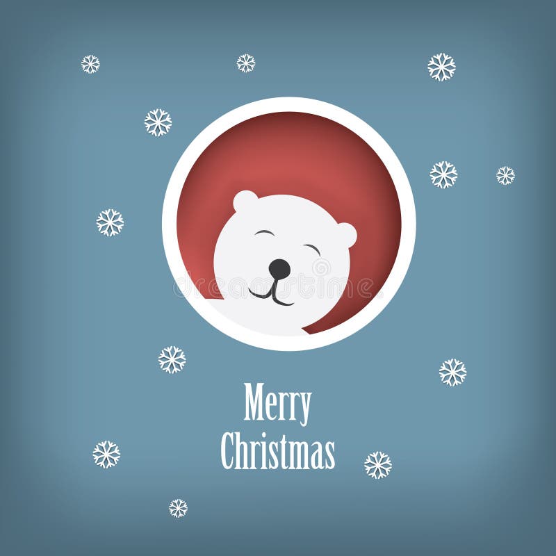 Christmas Card Design With Cute White Polar Bear Stock Vector