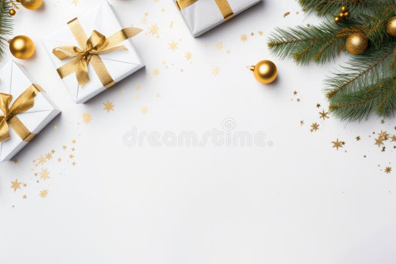 Christmas Card Design with Gift Boxes, Text Space Stock Illustration ...