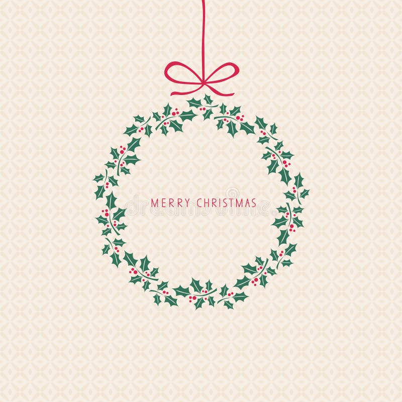 Merry Christmas Vintage Garland Card Stock Vector - Illustration of ...