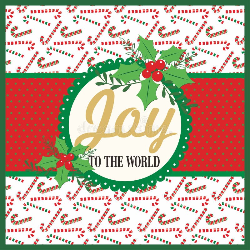 Christmas Card Design with Wreath Flower and Joy Stock Vector ...