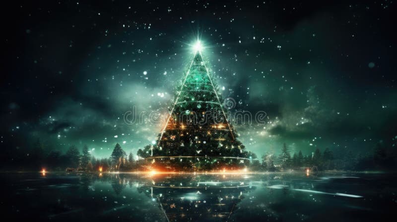 A High-tech Christmas Tree in a Digital Green Perspective. Stock Photo ...