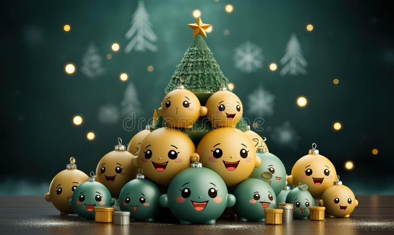 Christmas Card, Emotional Emoticons Celebrate Christmas. Stock ...