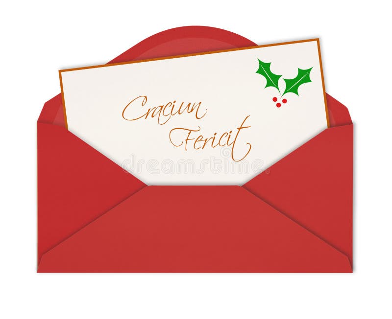 Christmas Card in an Envelope Stock Image - Image of romanian, craciun ...