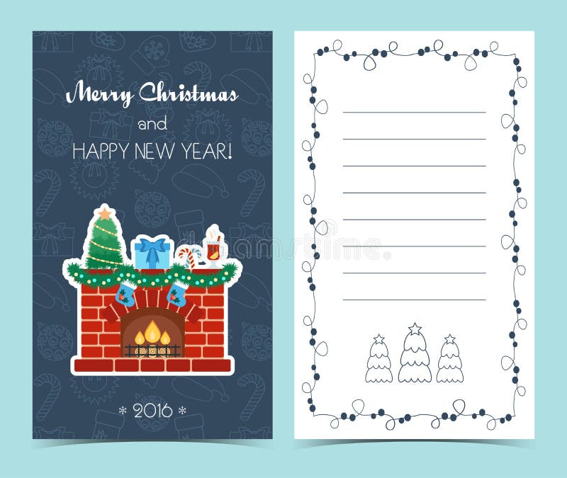 Christmas Card on the Front and Inside. Christmas Cheer. Flat Design ...