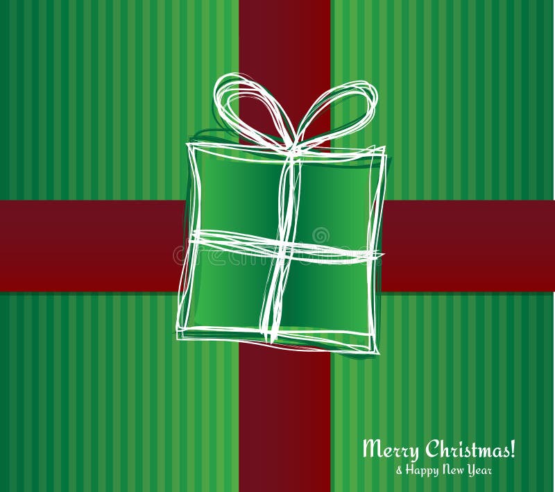 Christmas Card - Gift Box with Ribbon. Vector Illustration. Stock ...