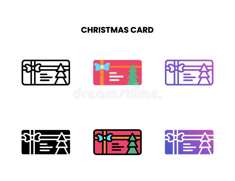 Christmas Card Icon with Different Style. Stock Vector - Illustration ...
