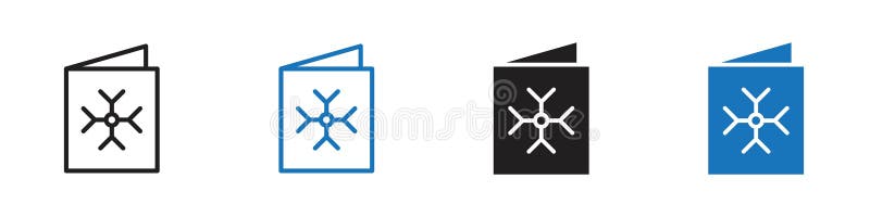 Christmas Card Icon Linear Graphics Set Vector in Black Stock ...