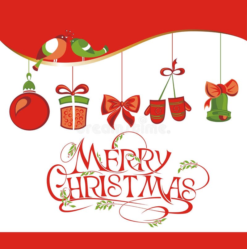 Christmas card with icons stock vector. Illustration of tree - 35478789