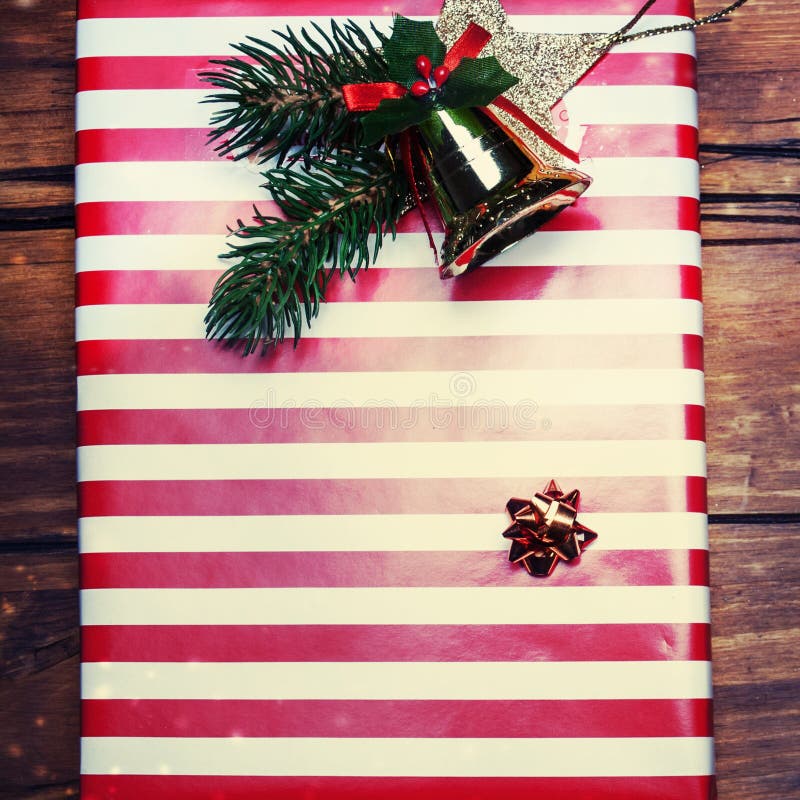 Christmas Card with Present Box Close Up Macro Stock Photo - Image of ...