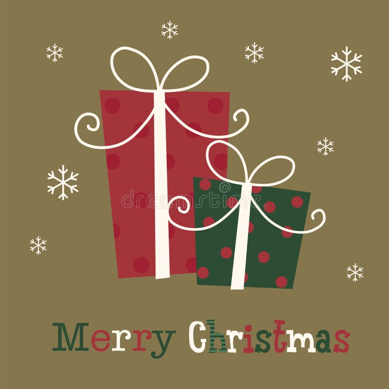 Christmas Card with Present Stock Illustration - Illustration of bouble ...