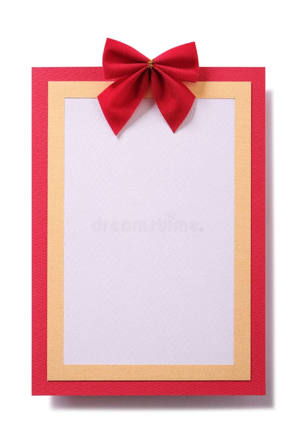 Christmas Card Red Frame Vertical Bow Decoration Stock Photo - Image of ...