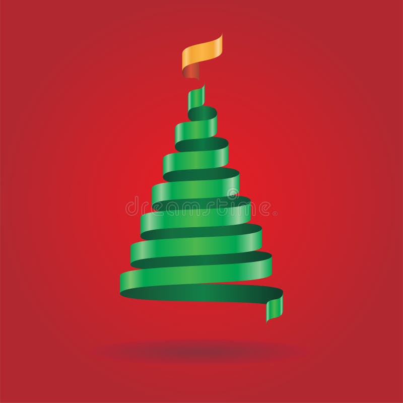 Christmas Card with Ribbon Tree. Vector Stock Vector - Illustration of ...