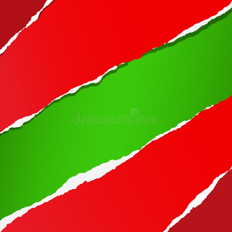 Christmas Card, Ripped Red Paper in Corners Stock Vector - Illustration ...