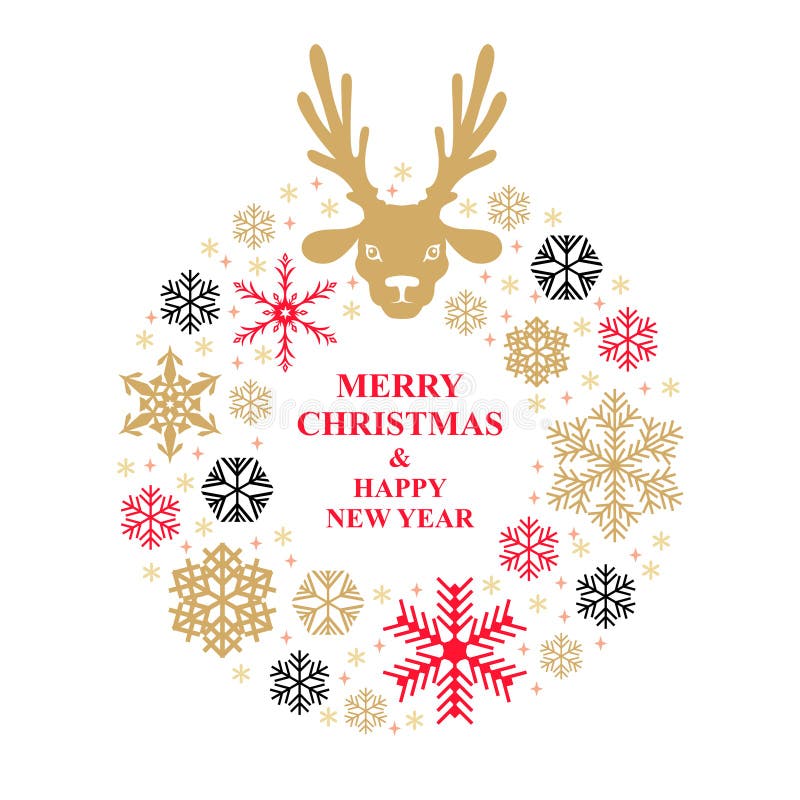 Christmas Card with Round Decorative Frame Stock Vector - Illustration ...
