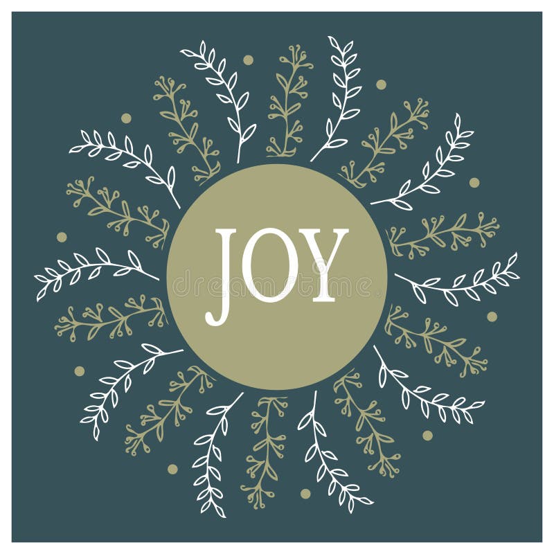 Christmas Card Round Design. Hand Drawn Vector Illustration. Stock ...