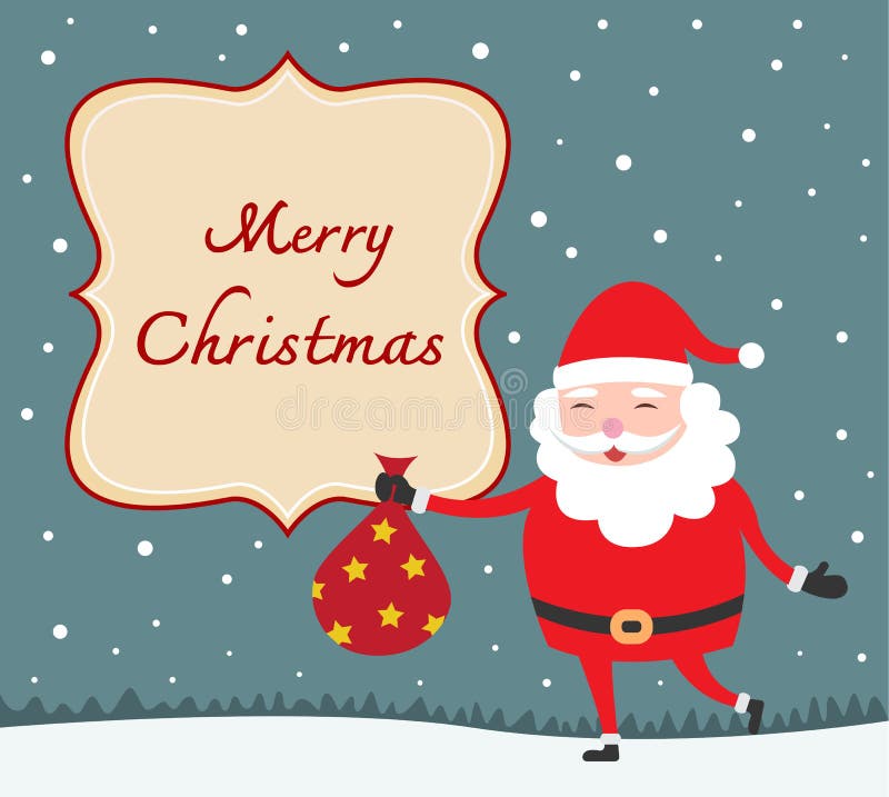 Christmas Card with Santa Claus Stock Illustration - Illustration of ...