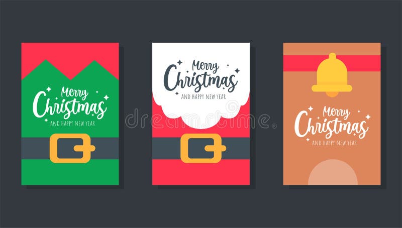 Christmas Card. Santa Set Christmas Greeting Card Template Stock Vector ...