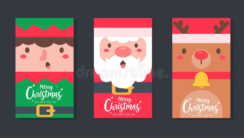 Christmas Card. Santa Set Christmas Greeting Card Template Stock Vector ...