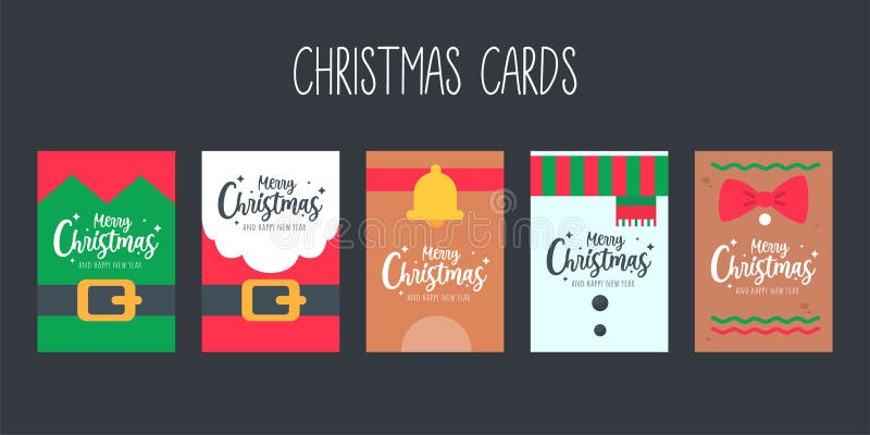 Christmas Card. Santa Set Christmas Greeting Card Template Stock Vector ...