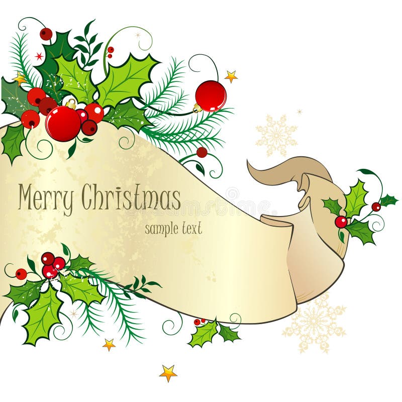 Christmas card with scroll stock vector. Illustration of invitation ...
