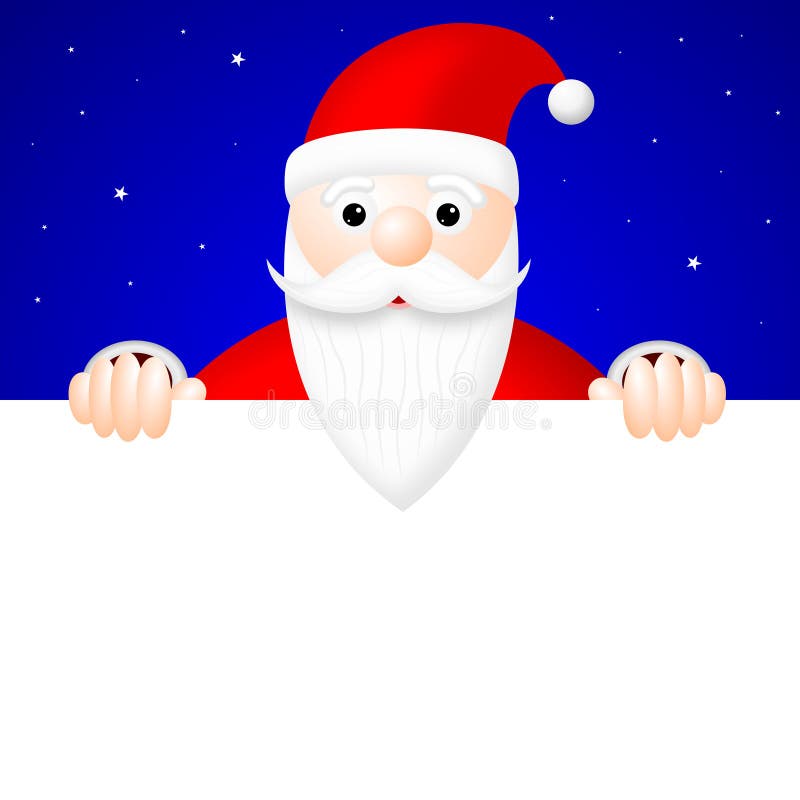 Santa with the Edge of a Blank Sign - with Clipping Path Stock ...