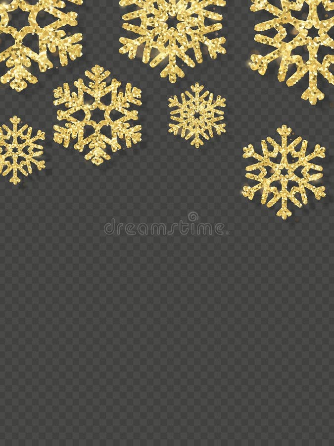 Christmas Card Template with Shining Gold Snowflakes Overlay Object ...