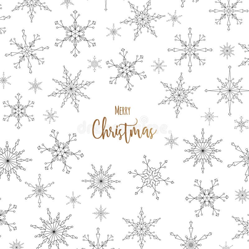 Christmas Card Template with Snowflakes Stock Vector - Illustration of ...