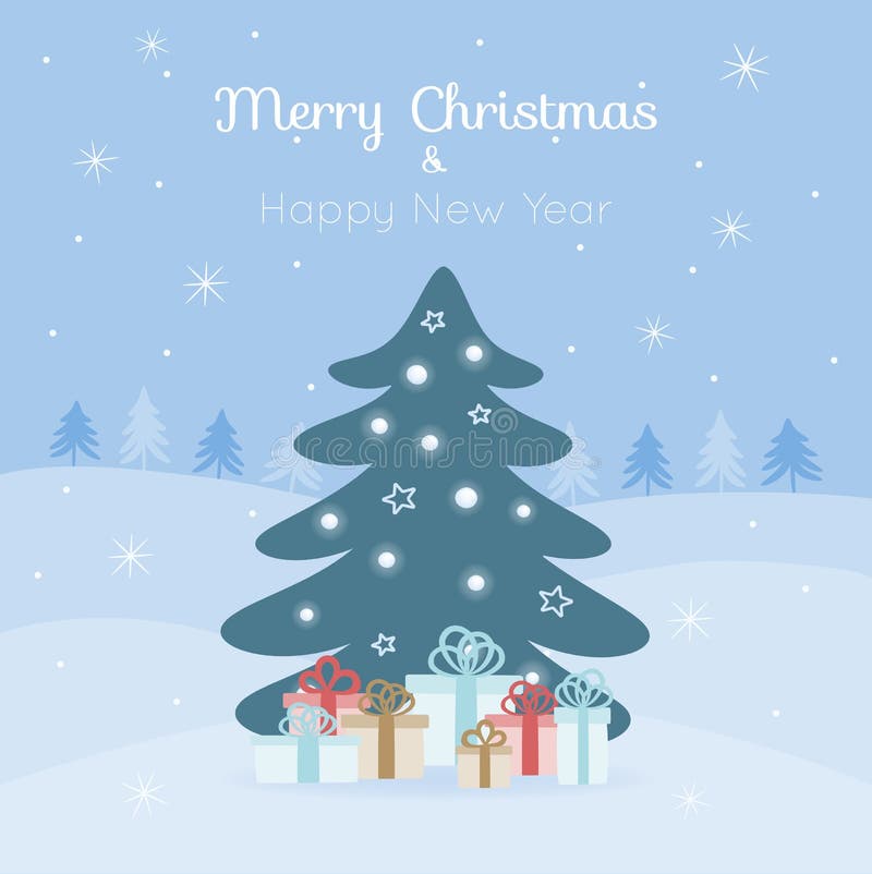 Christmas Card with Christmas Tree Stock Vector - Illustration of gifts ...