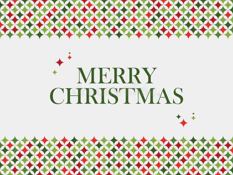 Christmas Card Vector Template with Star Pattern in Typical Xmas Colors ...