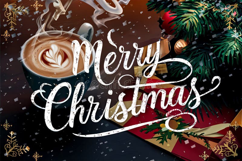 Christmas Cards with Coffee Lovers Design Stock Illustration ...