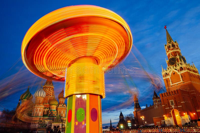 Christmas Carousel on the Red Square, Moscow, Russia Editorial Stock ...