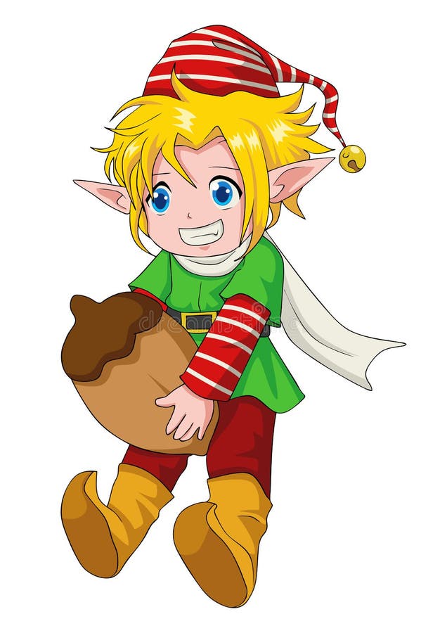 Christmas Cartoon Elf Boy stock vector. Illustration of festive - 73675469