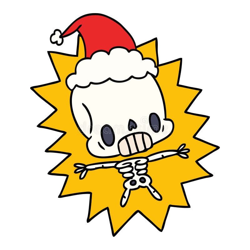 Christmas Cartoon of Kawaii Skeleton Stock Vector - Illustration of ...