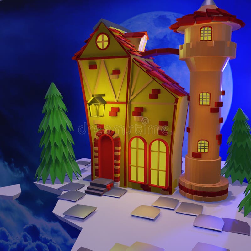 Christmas Castle 3D Rendering Stock Illustration - Illustration of ...