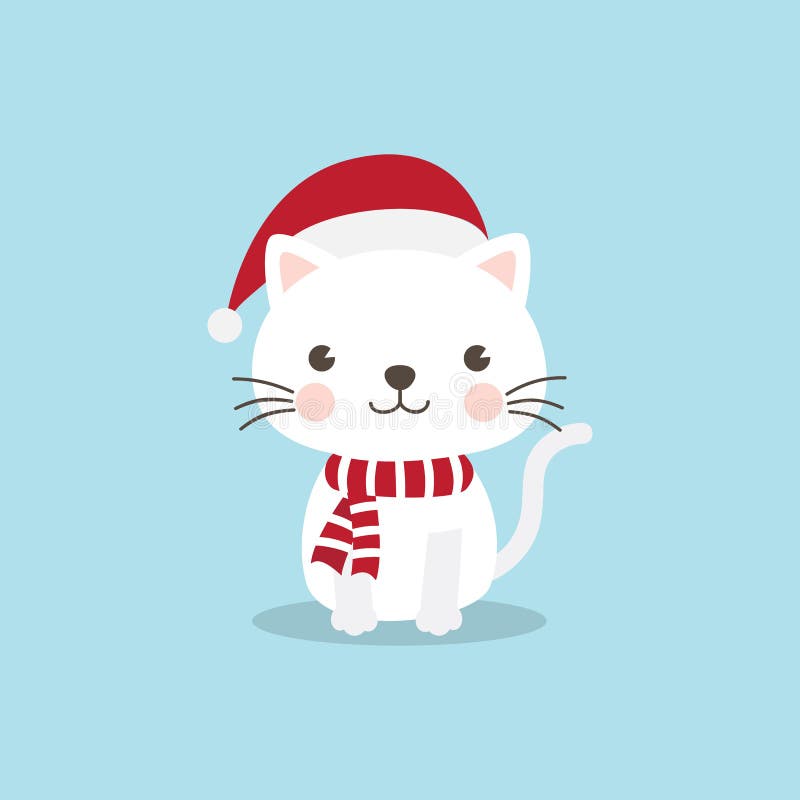 Christmas Cat Kitten Cartoon Character. a Cute Kitten Standing O Stock ... Christmas Cat Kitten Cartoon Character. a Cute Kitten Standing O Stock ...