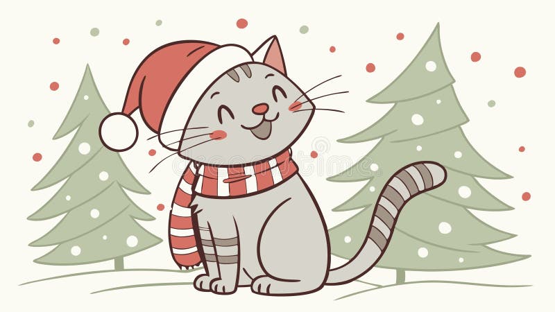 Christmas Cat with Santa Claus Hat Illustration Generated by Ia ...
