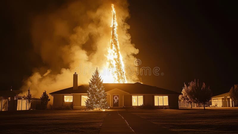 Christmas Catastrophe House Fire Overwhelms Holiday Cheer Stock Image ...