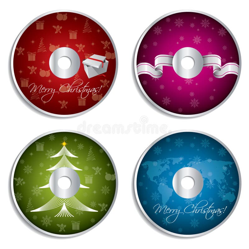 CD & DVD Label Christmas Designs 2 Stock Vector - Illustration of blue ...