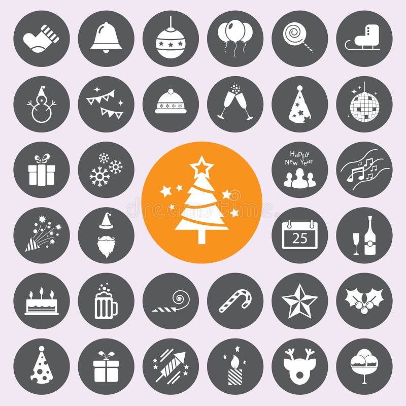 Christmas and Celebration Icon Set Stock Illustration - Illustration of ...