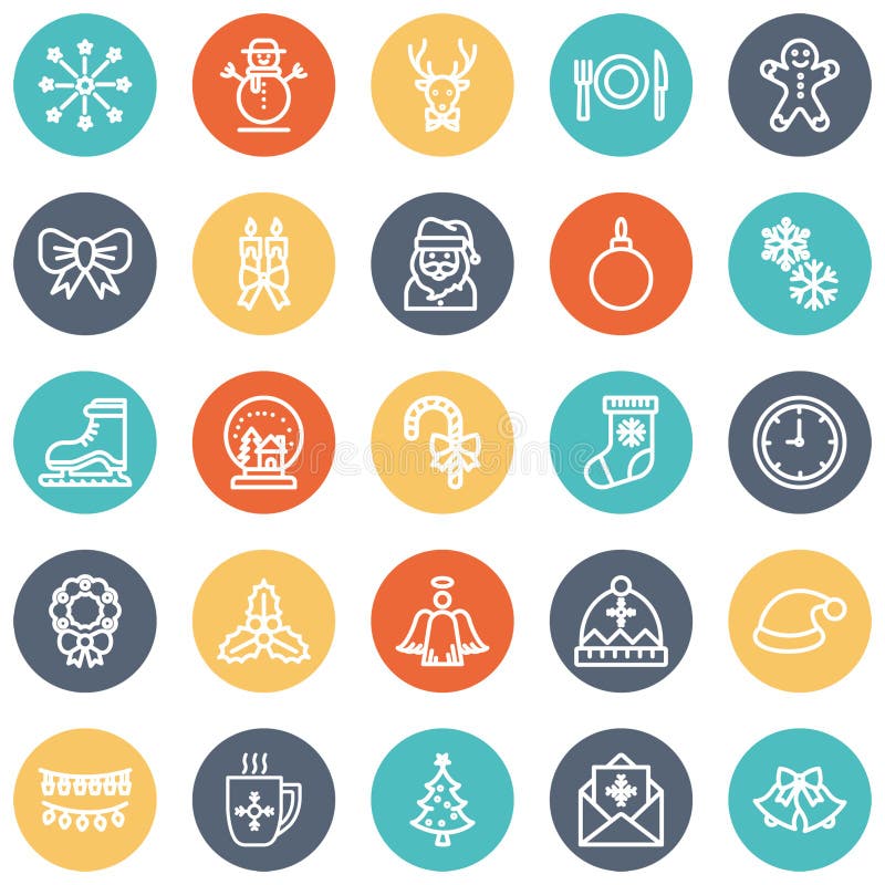 Christmas Celebration Vector Icons Pack Stock Vector - Illustration of ...